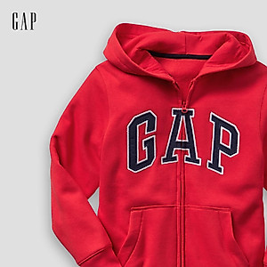 GAP boys Logo Hoodie Zip Sweatshirt, Pure Red V2, Small US