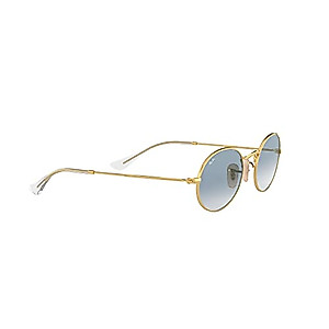 Ray-Ban RB3547N Oval Flat Lens Sunglasses, Gold/Clear Gradient Blue, 51 mm