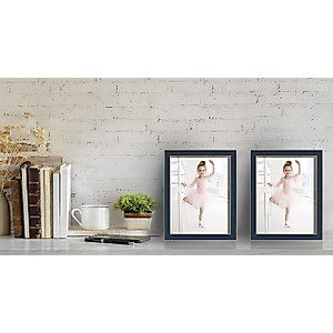 VIOLABBEY 11x14 Picture Frame Navy Blue Set of 2, Modern Style 11 by 14 Photo Frame, High Definition Tempered Real Glass, Wall or Tabletop Display