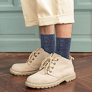 YSense 5 Pairs Mens Wool Socks Winter Warm Thick Socks Knit Causal Crew Socks for Men