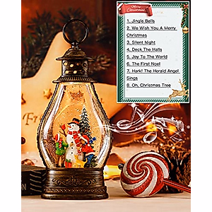 Snow Globe Snowman Christmas Decorations Indoor Ornament, Glittering Lantern Swirling,Home Decor Gifts with Musical ,Battery or USB Powered