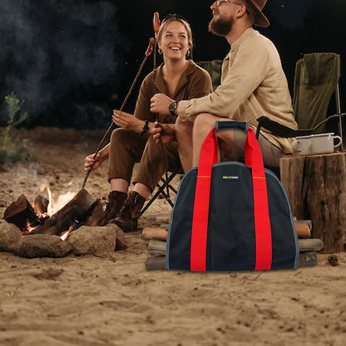 MeloTough Firewood Log Carrier Ballistic Log Tote Bag,Super Stronger Than Canvas Firewood Carrier Log Tote Bag