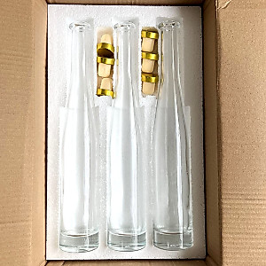 Maypink Clear Glass Bottle 6 Pack 12 oz (375 ml) with Cap Hot Sauce Oil Jam for Beverages Oils Kombucha Kefir Vinegar Beer Airtight Caps and Leak Proof Lids Shrink Film