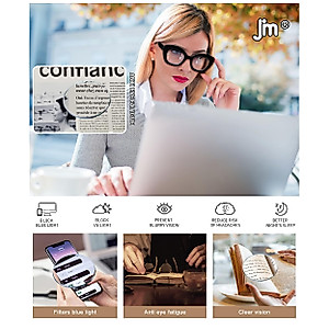 JM 3 Pack Oversized Cat Eye Reading Glasses for Women Funky Blue Light Flexible Cateye Readers +1.75