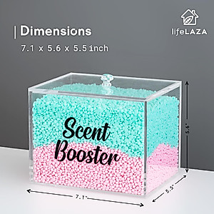 LifeLAZA Acrylic Scent Booster Container with Lid, Scent Beads Container For Laundry Beads, Laundry Dispenser Storage, Jar Box Organization Holder for Laundry Room Decor