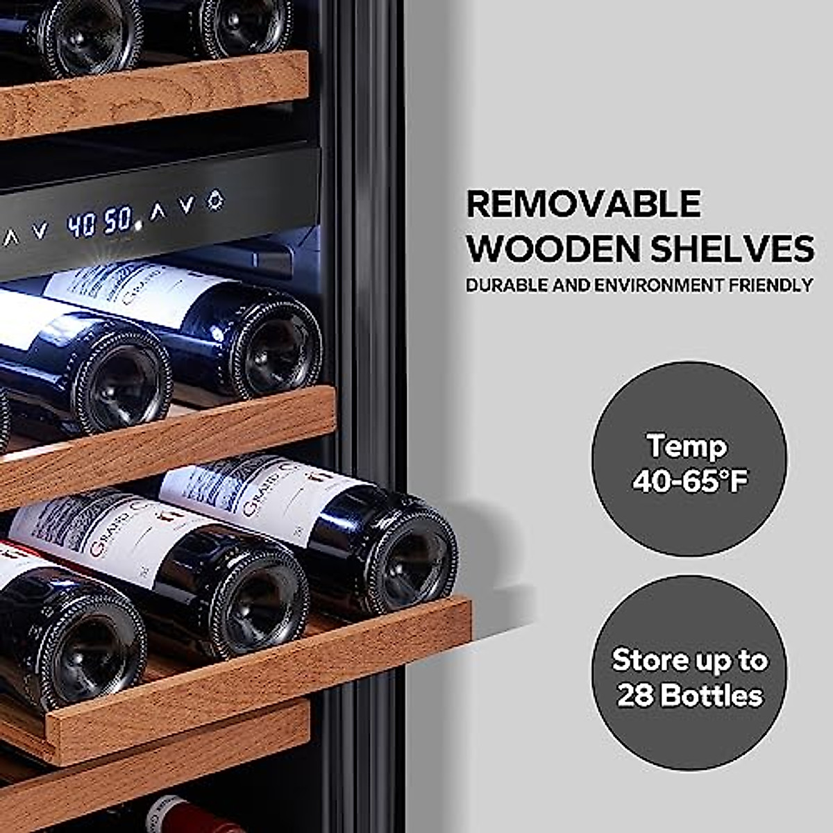 Ca'Lefort 30 Inch Wine Fridge, Wine Cooler Dual Zone Side by Side Under Counter Wine Cooler Refrigerator with Touch Panel 40°F-65°F for Champagne Wine, Holds 56 Bottles (Package of two 15")