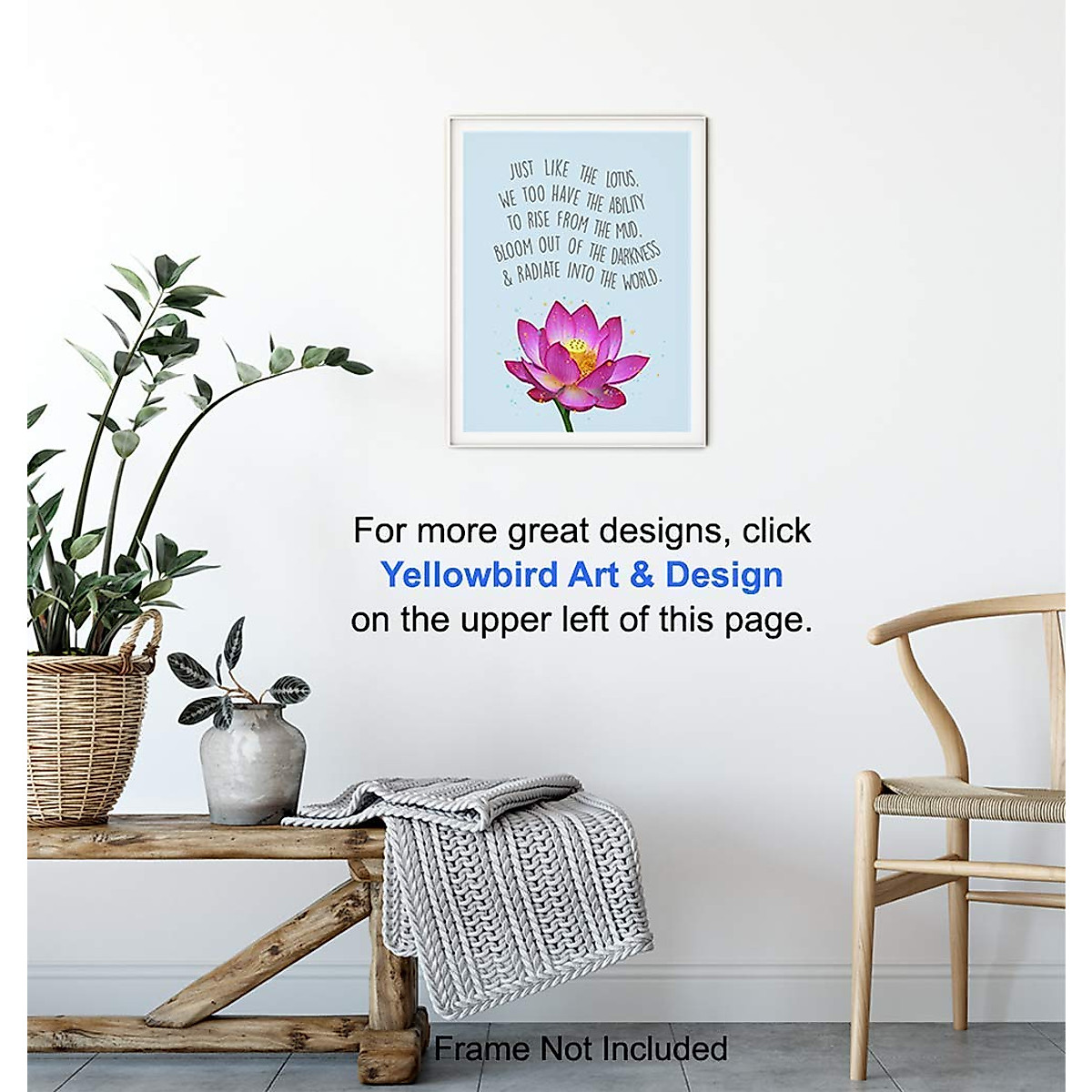 Inspirational Zen Lotus Quote Wall Art Decor Print - Spiritual 8x10 Home, Office, Apartment, Yoga Studio, Meditation Room Decor - Motivational Gift for Buddhist, Buddha Fan - Unframed Poster Print