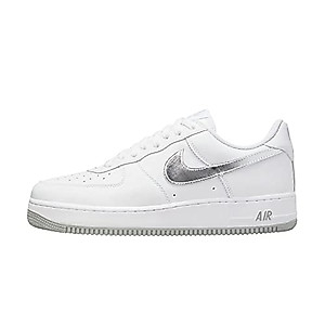 Nike Men's Air Force 1 Low Shoes, White Metallic Silver, 9.5