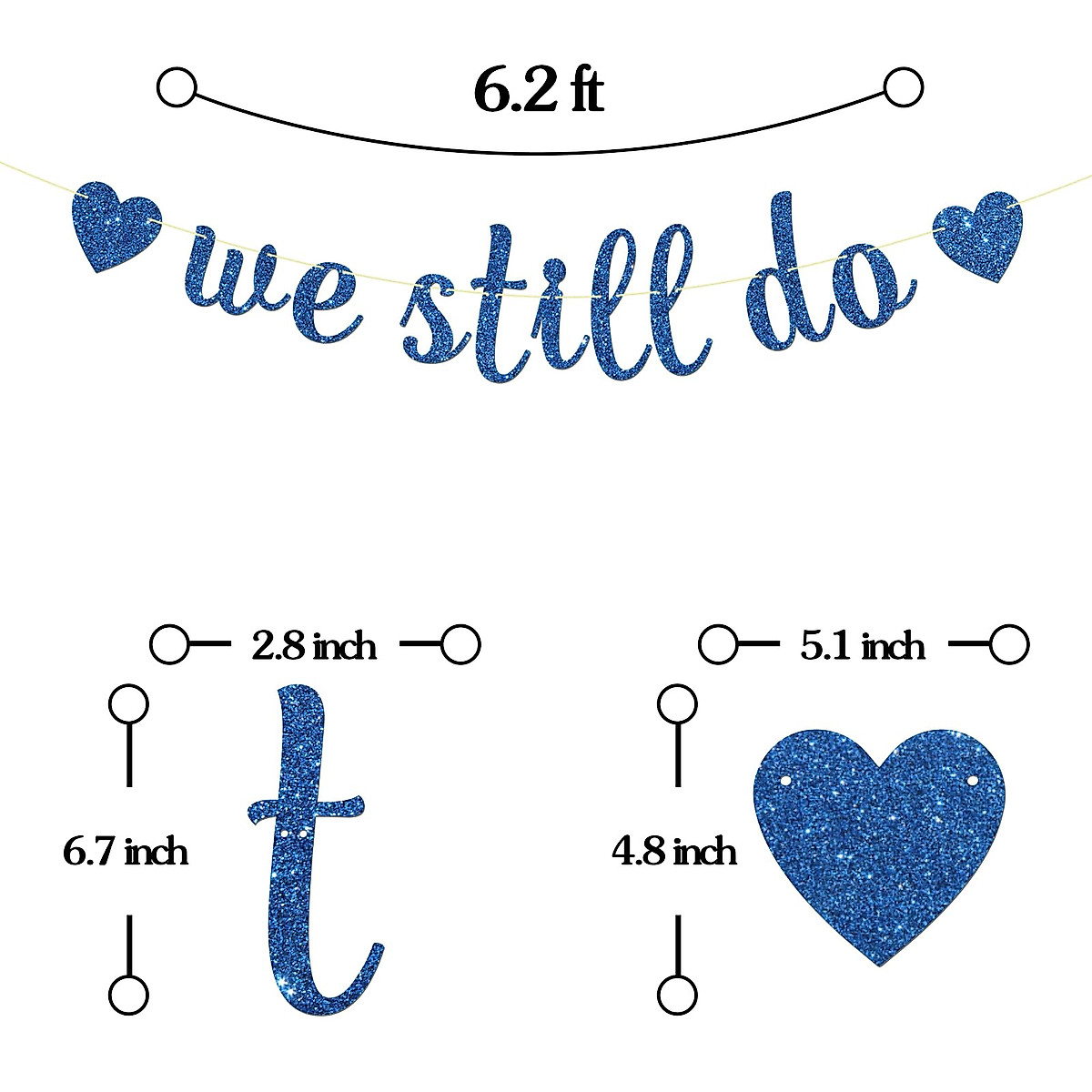 Maicaiffe We Still Do Banner - Wedding Anniversary Party Decor - Engagement - Bride to Be - Wedding Sign - Bachelorette Party Decorations, Blue Glitter