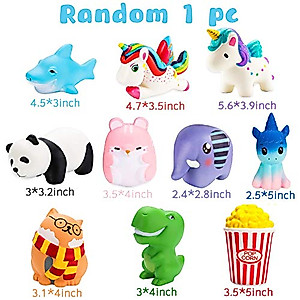 WATINC Random 70Pcs Squeeze Toys, Birthday Gifts for Kids Party Favors, Slow Rising Simulation Bread Squeeze Stress Relief Toys Goodie Bags Egg Filler, Keychain Phone Straps, 1 Jumbo Squeeze Include