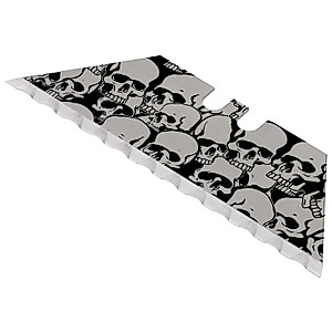 NDZ Performance Serrated Steel Blade Replacement for Utility Knife & Box Cutters, Custom Double Sided Laser Engraved Designs, Silver - Skull - 1 Pack