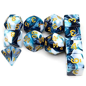 Haxtec 11 PCS DND Dice Set Extra D6 D20 Polyhedral D&D Dice for RPG Dungeons and Dragons Accessories Gift-Teal White Gemini Dice