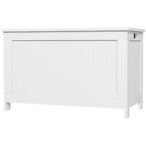 Generic Large Size Wooden Deck Box Organization and Storage Cabinet, Wood Chest Trunk Size 29.9"" L x 15.7"" W x 18.9"" H, White