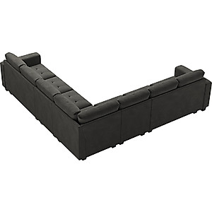 Belffin Modular Velvet Sectional L Shape Sofa Couch Oversized Convertible Sectional Sofa Couch with Reversible Chaise for Living Room Grey