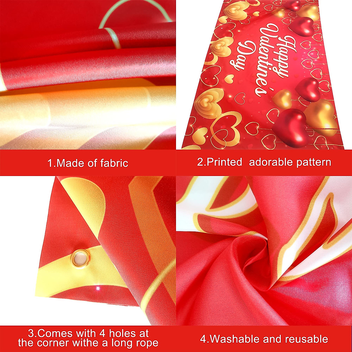 XtraLarge, Happy Valentines Day Banner - 72x44 Inch | Valentines Backdrops for Photography | Valentine Banner for Valentines Day Decoration | Happy Valentines Day Backdrop for Valentines Decorations