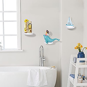 Yangbaga Mini Round Floating Shelves for Wall, 3pcs Small Floating Shelves White Decor Display Shelves for Bedroom Living Room Bathroom Kitchen Office