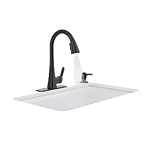 KOHLER R22867-SD-BL Maxton Pull-Down Kitchen Faucet with Soap Dispenser, Pull Down Sprayer, Matte Black