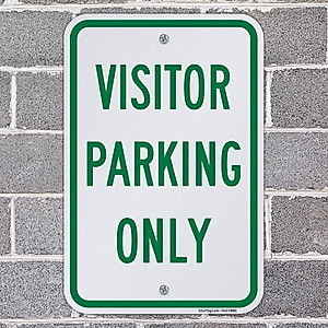 SmartSign 18 x 12 inch Basics “Visitor Parking Only” Metal Sign, 120 mil Aluminum Composite, Engineer Grade Reflective Material, Green and White