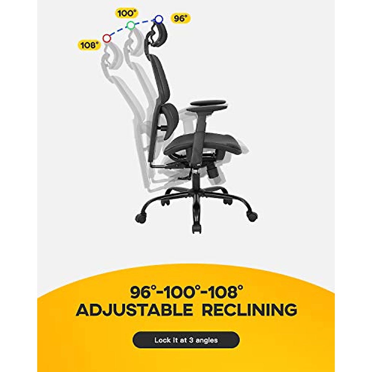 Office Chair Ergonomic Desk Chair Mesh Computer Chair with Arms Lumbar Support Swivel Rolling High Back Task Chair,Black