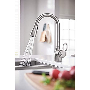 Moen CA87011SRS Single Handle Kitchen Faucet with Pullout Spray from the Kleo Collection, Spot Resist Stainless