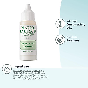 Mario Badescu Buffering Lotion Blemish Spot Treatment for Face with Potent Zinc Oxide, Niacinamide and B Vitamins | Overnight Treatment Serum that Targets Large Blemishes Under the Skin | 1 Fl Oz