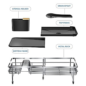 Dish Drying Rack, Dish Racks for Kitchen Counter, large dish drying rack with drainboard,dish drainers for kitchen counter, Anti-Rust Kitchen Drying Rack, Stainless steel expandable dish drying Rack