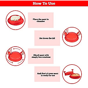 KAPUNI –Chicken Shredder Tool Twist Meat Shredder Tool Chicken Shredding Tool Chicken with Handles and Non-Skid Base, Suitable for Pork, Beef and Chicken (Red)