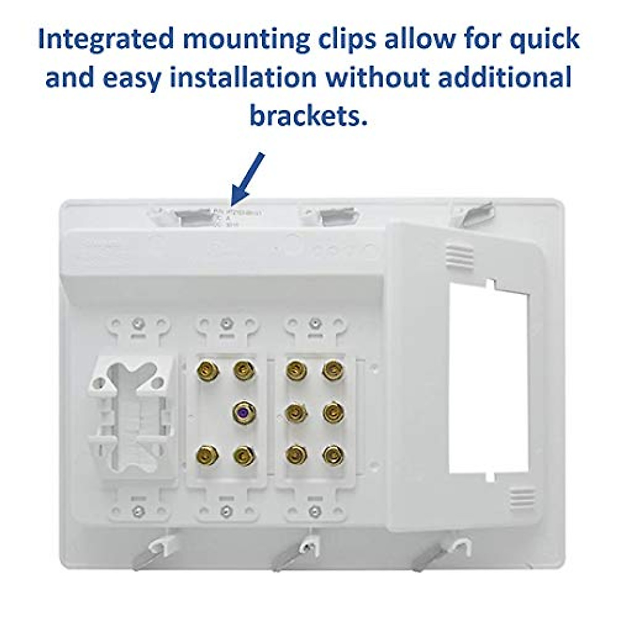 Legrand - OnQ Home Theater Connection, Recessed TV Outlet Supports 5.1 Speaker System, In Wall TV Power Kit Hides Cords, TV Outlet Box Works with All Plugs, TV Outlet Wall Kit, White, HT2103WHV1