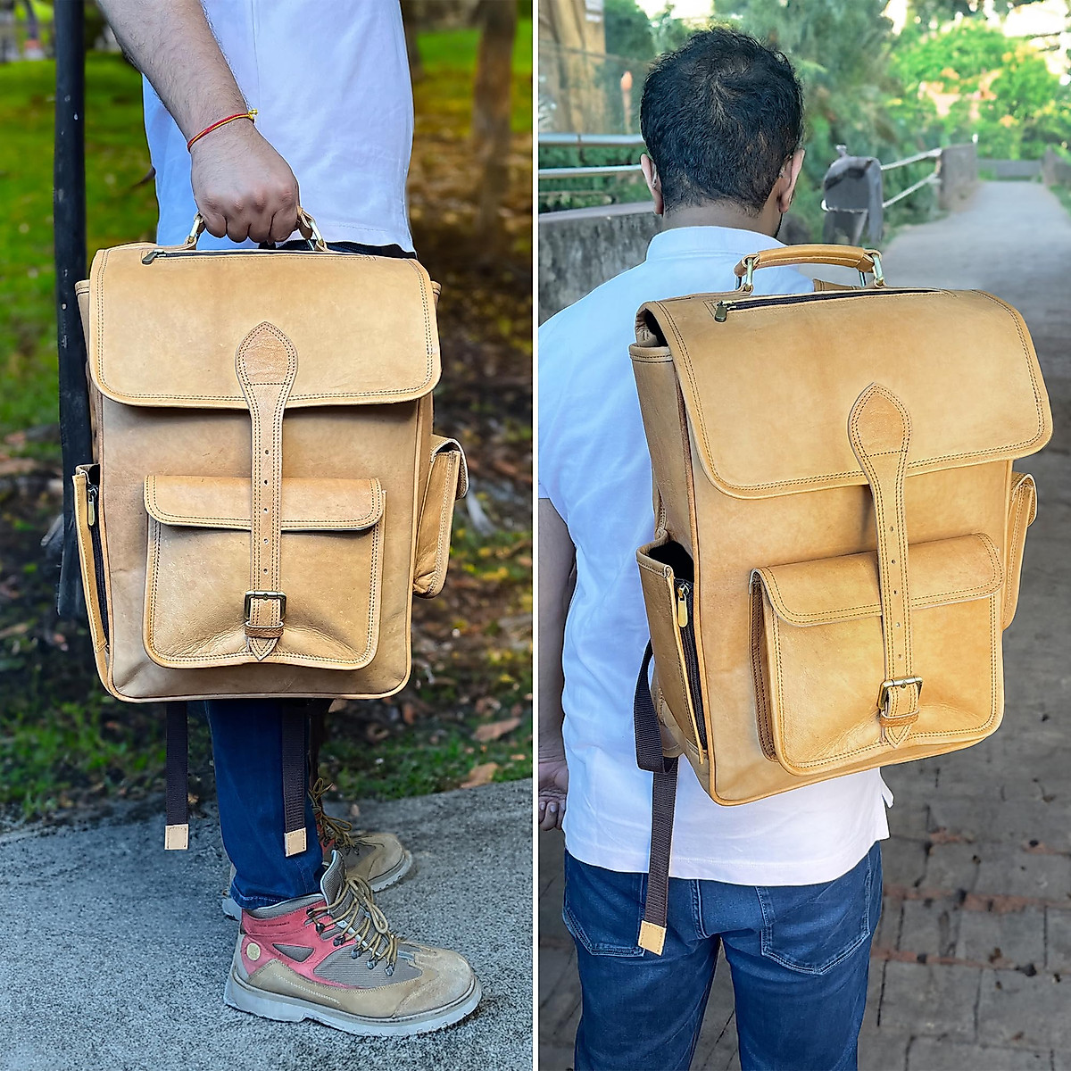 Handmade Genuine Leather Backpacks Laptop Computer Bag for Men Women Gift for Him Her