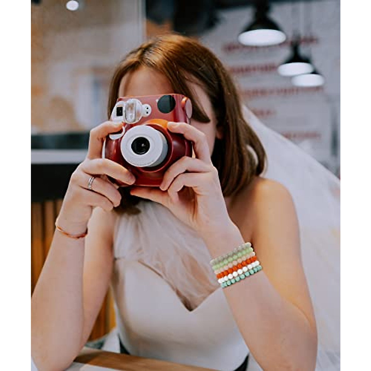 BOMAIL 12Pcs 8mm Beaded Stretch Bracelet Handmade Round Glass Bracelet for Women Multicolor Matte Beads Elastic Bracelet Gifts