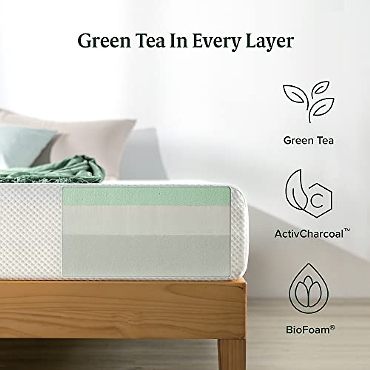 Zinus 8 Inch Green Tea Aspire Memory Foam Mattress, Full & Joseph Metal Platforma Bed Frame/Mattress Foundation/Wood Slat Support/No Box Spring Needed/Sturdy Steel Structure, Full