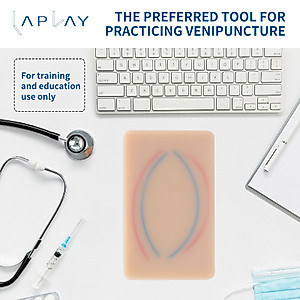 LAPLAY IV Injection Training Pad Model, 4 Veins Imbedded 3 Skin Layers, Reusable and Durable for Doctors, Nurses, Veterinarians Practice ​Injection