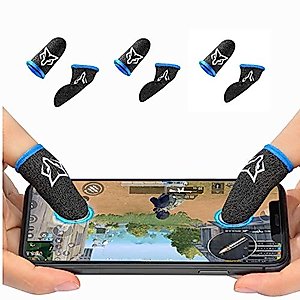 NEW Mobile Game Controller Finger Sleeve Sets [6 Packs],Anti-Sweat Breathable Touchscreen Gaming Finger Sleeve for Mobile Phone Games for PUBG/Mobile Legends/Knives Out (Blue 2)