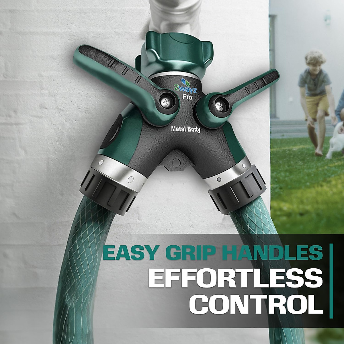 Hose Splitter, 2 Way Heavy Duty, Garden Faucet, Faucet Splitter, Hose y Splitter, Garden Hose y Splitter, Hose Bib Splitter, All Metal, with Shut off Valve