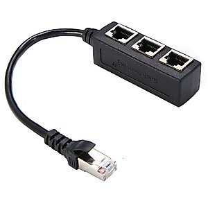 RJ45 Ethernet Splitter Cable RJ45 1 Male to 3 Female Socket Port LAN Ethernet Network Splitter Adapter Cable Compatible with Cat5 Cat5e Cat6 Cat7