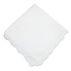 CTM® Women's Cotton Bonnie Lace Handkerchief, White