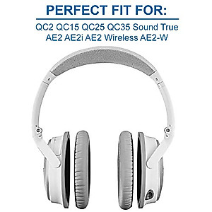 MMOBIEL Ear Pads Cushions Earpad Compatible with Bose QuietComfort Headset QC2 QC15 QC25 QC35 AE2 AE2i AE2 AE2-W (Grey)