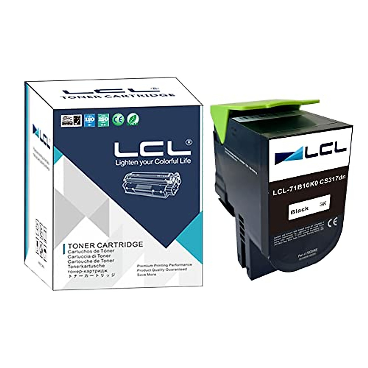 LCL Remanufctured Toner Cartridge Replacement for Lexmark 71B0010 71B10K0 CS317 CS317dn CX317 CX317dn CS417 CS417dn CX417 CX417de CS517 CS517de CX517de CX517 (1-Pack Black) Toner
