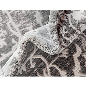 Unique Loom Traditional Classic Intricate Design with Distressed Vintage Detail, Area Rug, 5 ft x 8 ft, Gray/Ivory