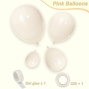 RUBFAC White Sand Balloons Different Sizes 105pcs 5/10/12/18 Inch White Cream Balloon Garland Kit for Wedding Baby Shower Birthday Party Supplies Bridal Shower Decorations