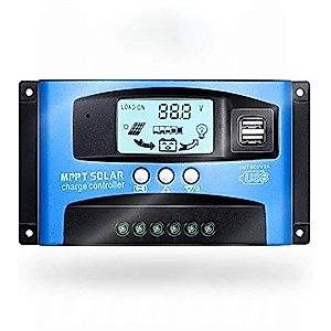 SolaMr Solar Charge Controller 40AMP Solar Panel Battery Regulator 12V/24V Auto with LCD Display Dual 5V USB Adjustable Parameter Fits for Open,AGM,Gel Lead Acid Batteries