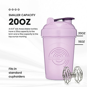 GOMOYO 4-Pack - 20 Ounce Shaker Bottle, Protein Shaker Whisk, Bulk Protein Drink and Pre-Workout Shaker Cups, Dishwasher Safe & BPA Free