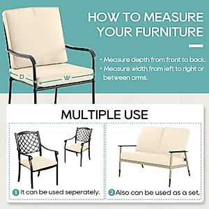 LOVTEX 19x19 Outdoor Chair Cushions Set of 2, Waterproof Patio Cushions for Outdoor Furniture with Removable Cover, Thick Outdoor Seat Cushions for Chairs with Straps and Portable Handle(Teal)