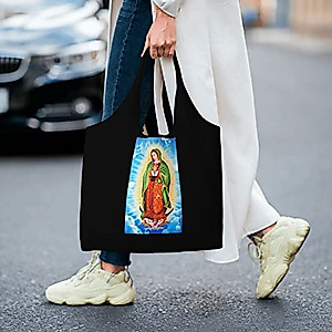 Guadalupe Virgin Canvas Shoulder Tote Bags Reusable Handbags Shopping Bag For Daily Women Or Men