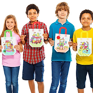 18 Pieces Coloring Goodie Bags Reusable Party Favor Bags Graffiti Goodie Bags Color Your Own Art Goodie Bags for Birthday Party Celebration Tea Party Wedding DIY Crafts