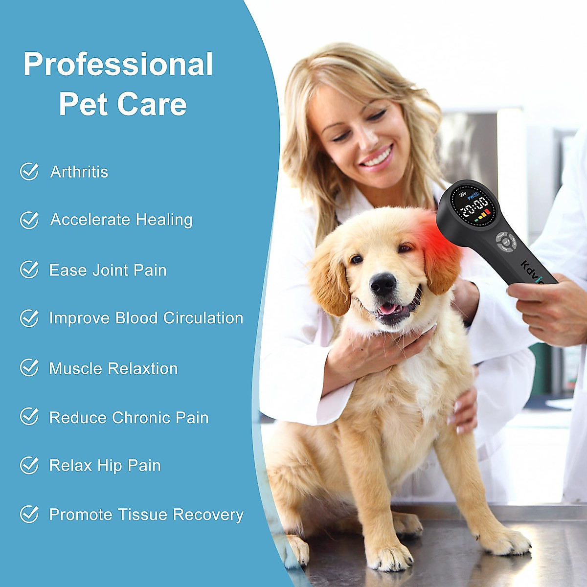 Kdvioo Cold Laser Therapy for Dogs,Red Light Therapy Devices,16x660nm+4x810nm+4x980nm,Infrared Red Light Therapy Machine for Dogs Cats Muscle and Joint Pain Relief,Handheld Infrared Light for Pet/Vet