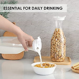 6 Pack Large 50 Oz Water Carafe with White Flip Top Lid, Clear Plastic Juice Jar Containers, Mimosa Bar Beverage Pitcher BPA Free - for Water, Iced Tea, Juice, Lemonade, Milk, Soda —HAND WASH ONLY