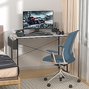 MoNiBloom Computer Desk 40 Inches with A Storage Bag, Student Laptop Writing Desks for Samll Space Home Office, White