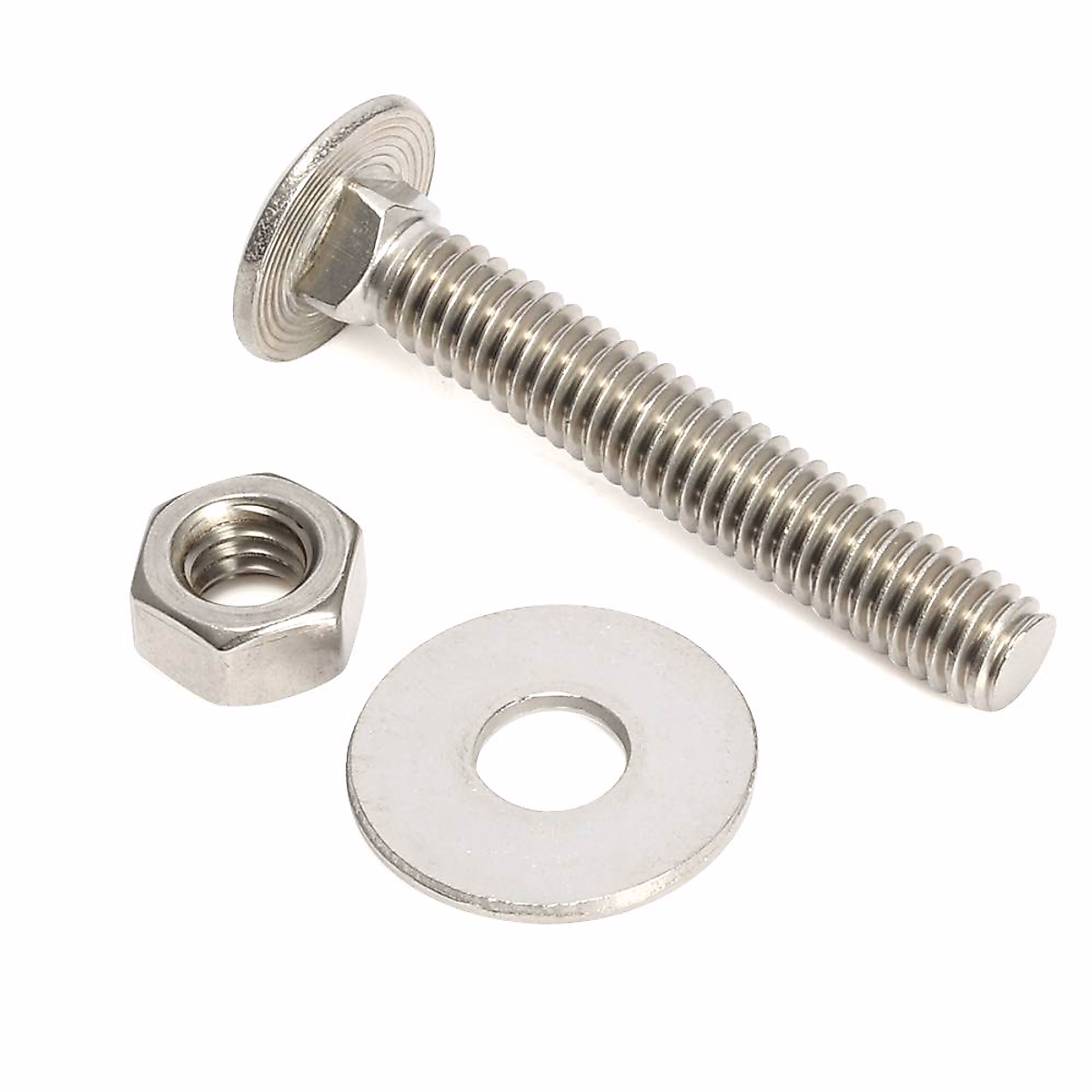 3/8-16 x 1-1/2" Carriage Bolts and Nuts Kit, Round Head Square Neck Screws, Stainless Steel 18-8 (304), 10 Sets
