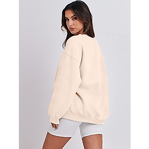 ANRABESS Sweatshirt for Women Oversized Crewneck Hoodies Fleece Casual Pullover Top Fall Fashion Outfits Clothes 2025 A1019 apricot Small